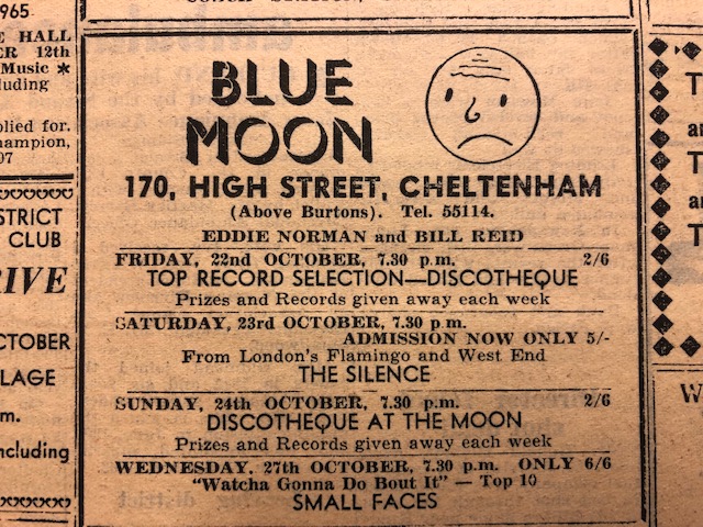 Blue Moon, Cheltenham gigs July 1965-May 1967 | Garage Hangover